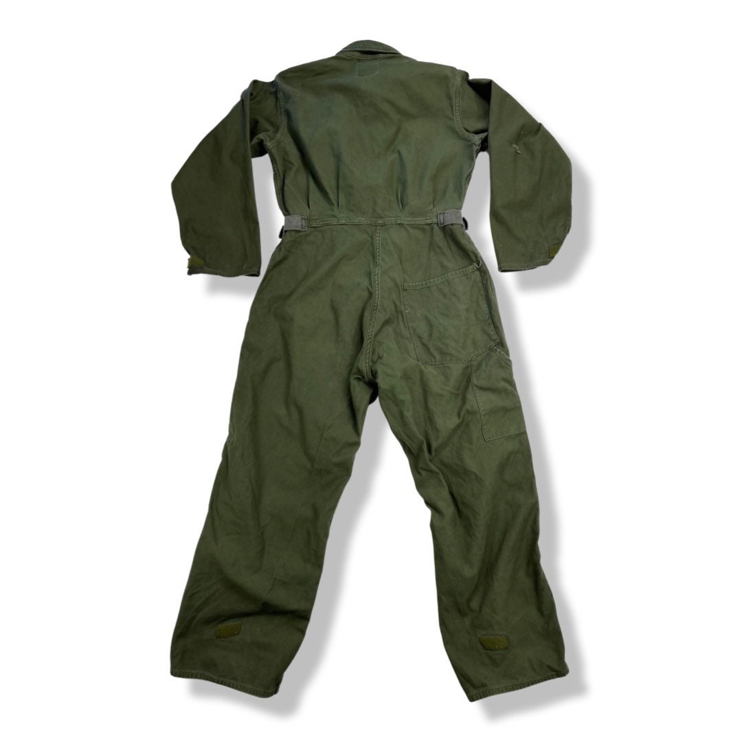 Vintage Overalls Green Army Coveralls Boiler Suit OG Sateen Velcro ...