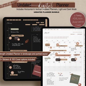 Undated Digital Goodnotes Planner, Monthly Digital Planner, Notability ...