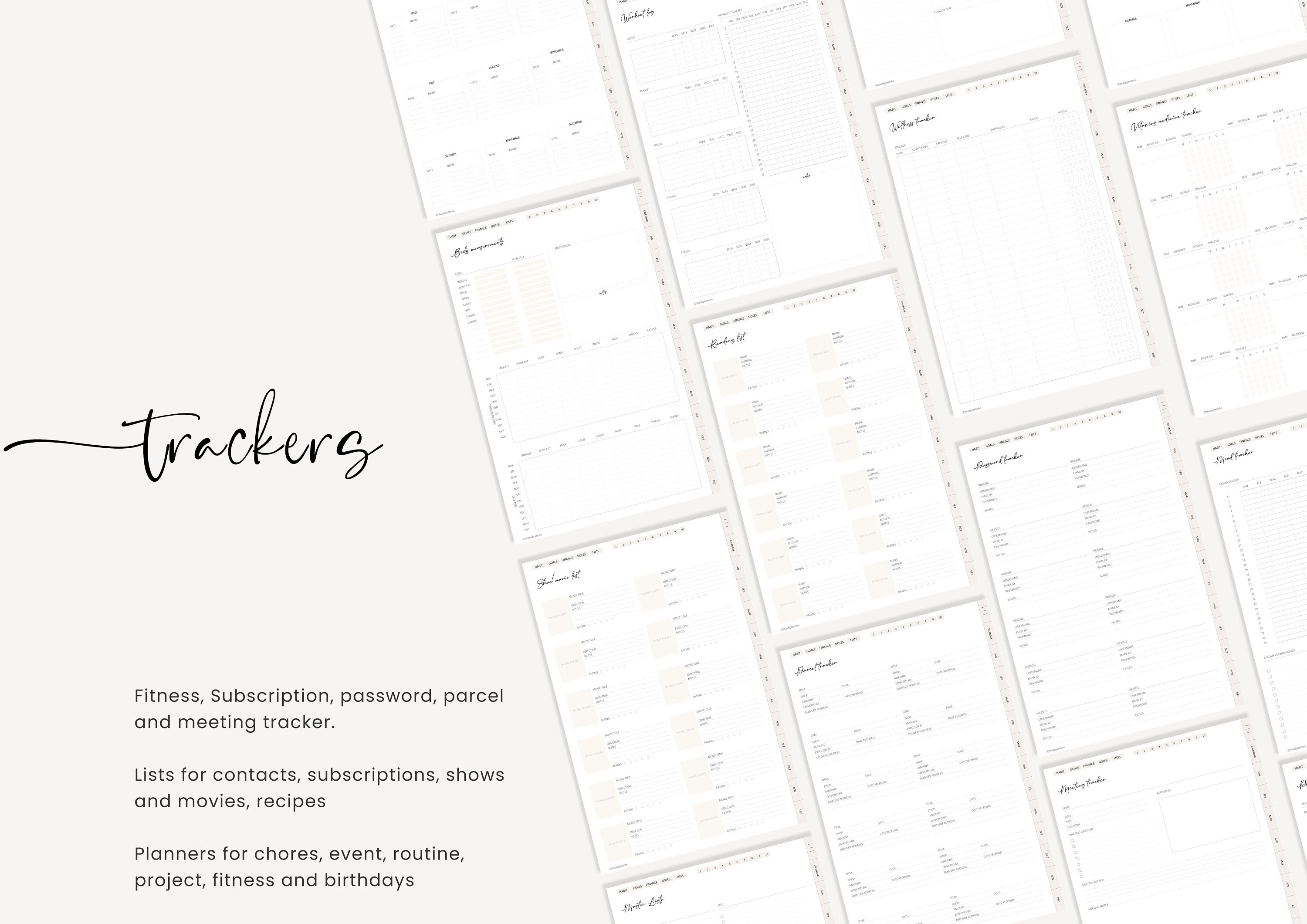 Undated Digital Goodnotes Planner, Monthly Digital Planner, Notability ...