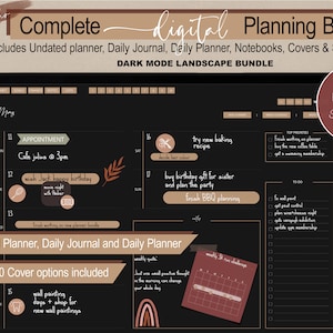 ULTIMATE BOHEMIAN Digital Planner Bundle Landscape DARK Mode Daily ...