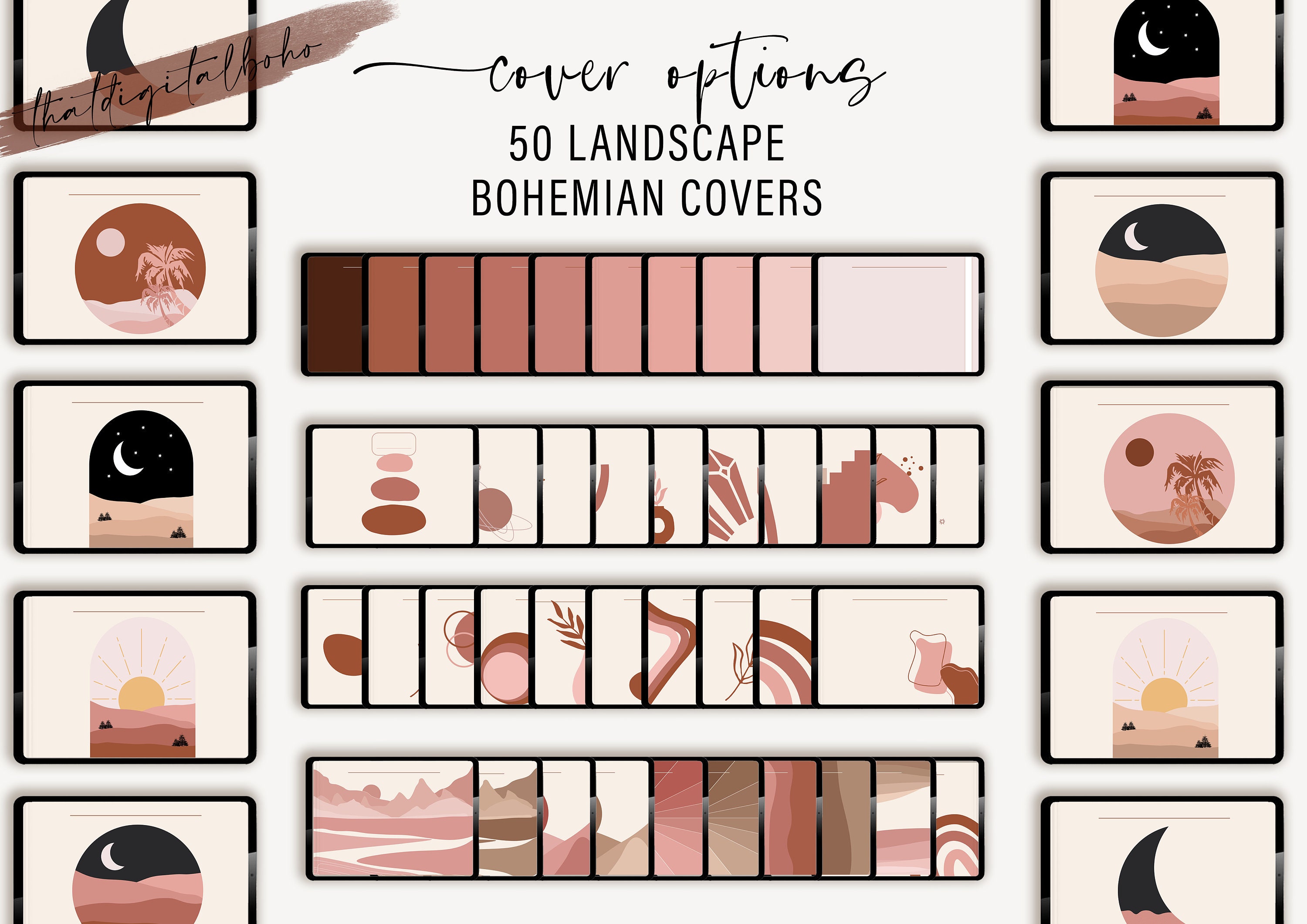 50 LANDSCAPE BOHEMIAN Goodnotes Covers, Digital Notebook Cover, Boho ...