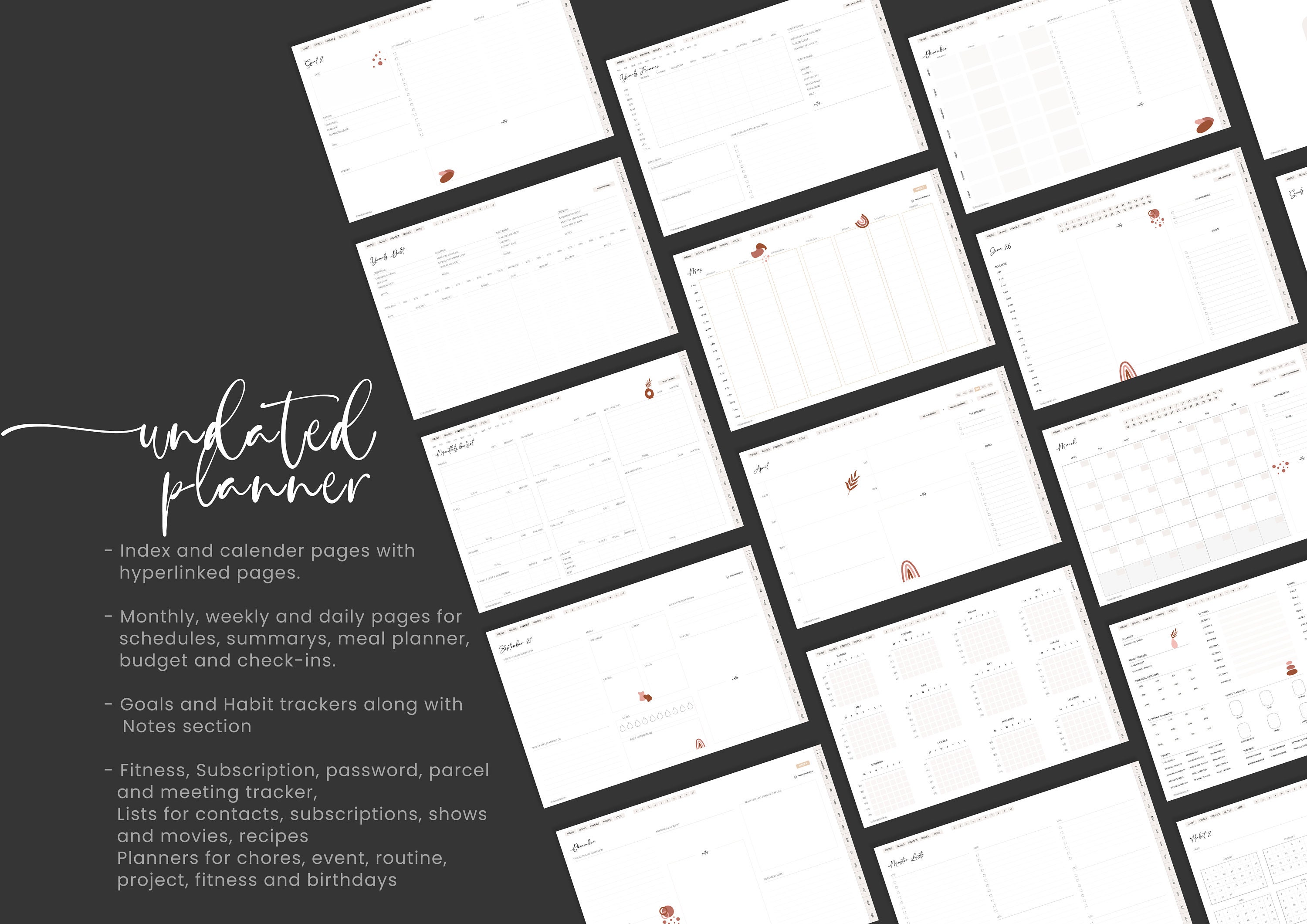 ULTIMATE BOHEMIAN Digital Planner Bundle Landscape, Daily Planner,daily ...
