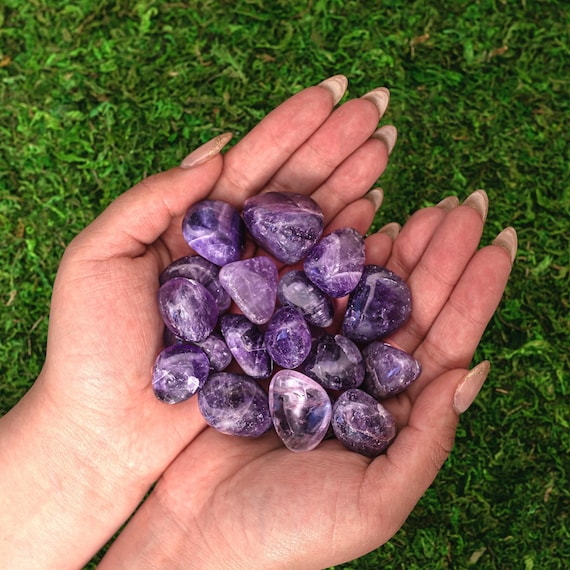 Tumbled Smooth Amethyst Crystal Natural Tumbled Gemstone - Etsy