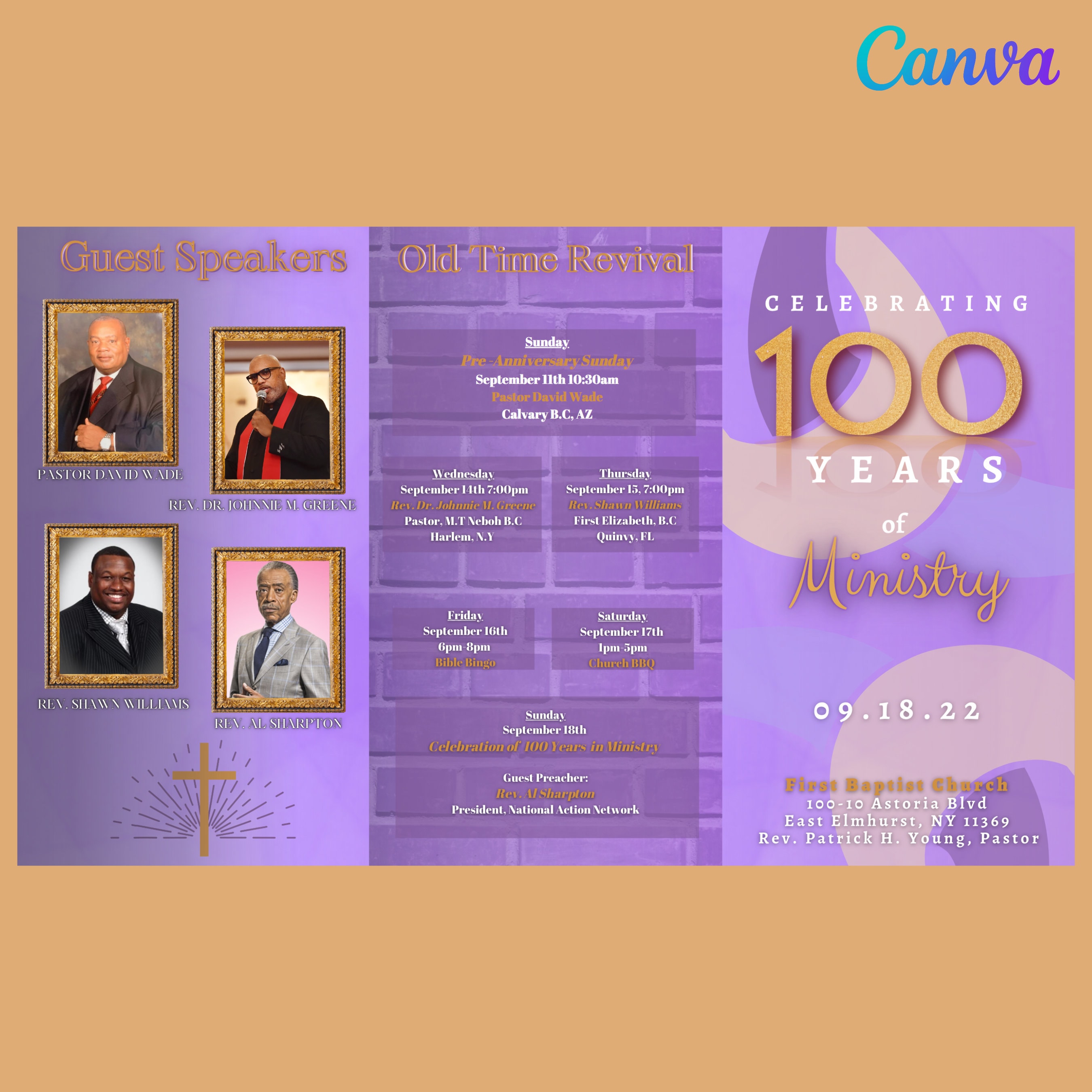 Church Anniversary Program Bulletin Template | 14 X 8.5 Brochure ...