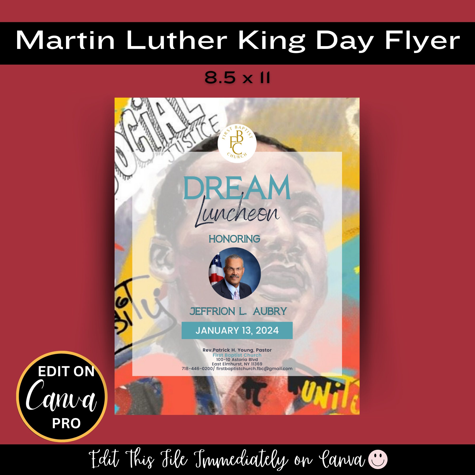 Martin Luther King Jr Day MLK Flyer Invitation Brunch Luncheon 8.5 X 11 ...