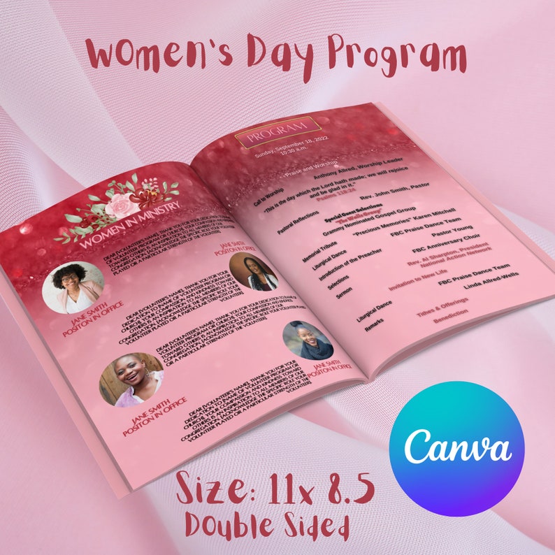 Women's Day Banquet Program Template | Women's or Mothers Day Church ...