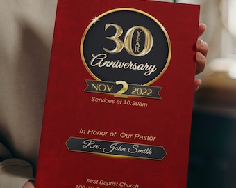 Church Anniversary Program Template (purple & Gold) | 11 X 8.5 Brochure ...