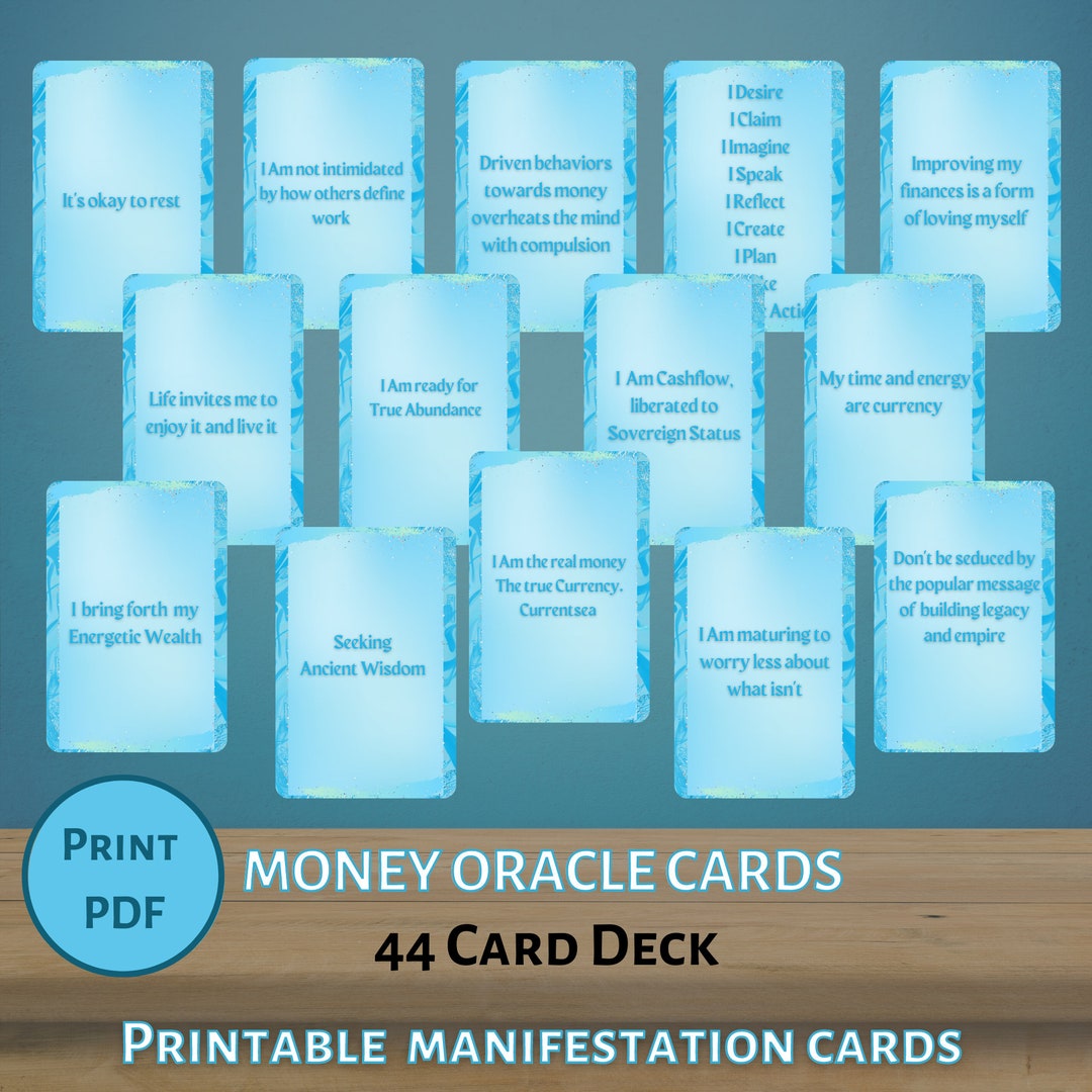 Printable Money Affirmation Oracle Deck | Currentsea Cards PDF | Money ...
