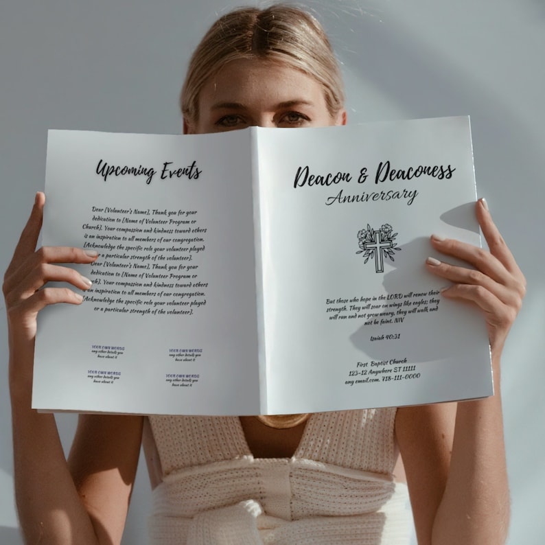 Church Anniversary Program Template (white & Black) | 11 X 8.5 | CANVA ...