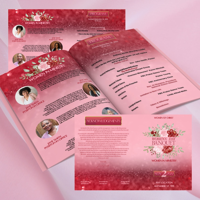 Women's Day Banquet Program Template | Women's or Mothers Day Church ...