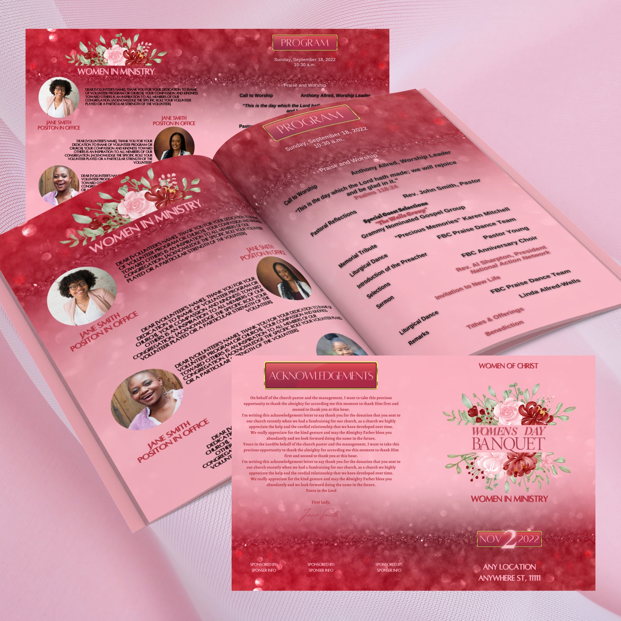 Women's Day Banquet Program Template | Women's or Mothers Day Church ...