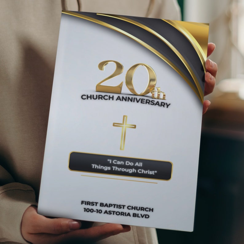 Church Anniversary Program Bulletin Template (white, Gold & Black) | 11 ...
