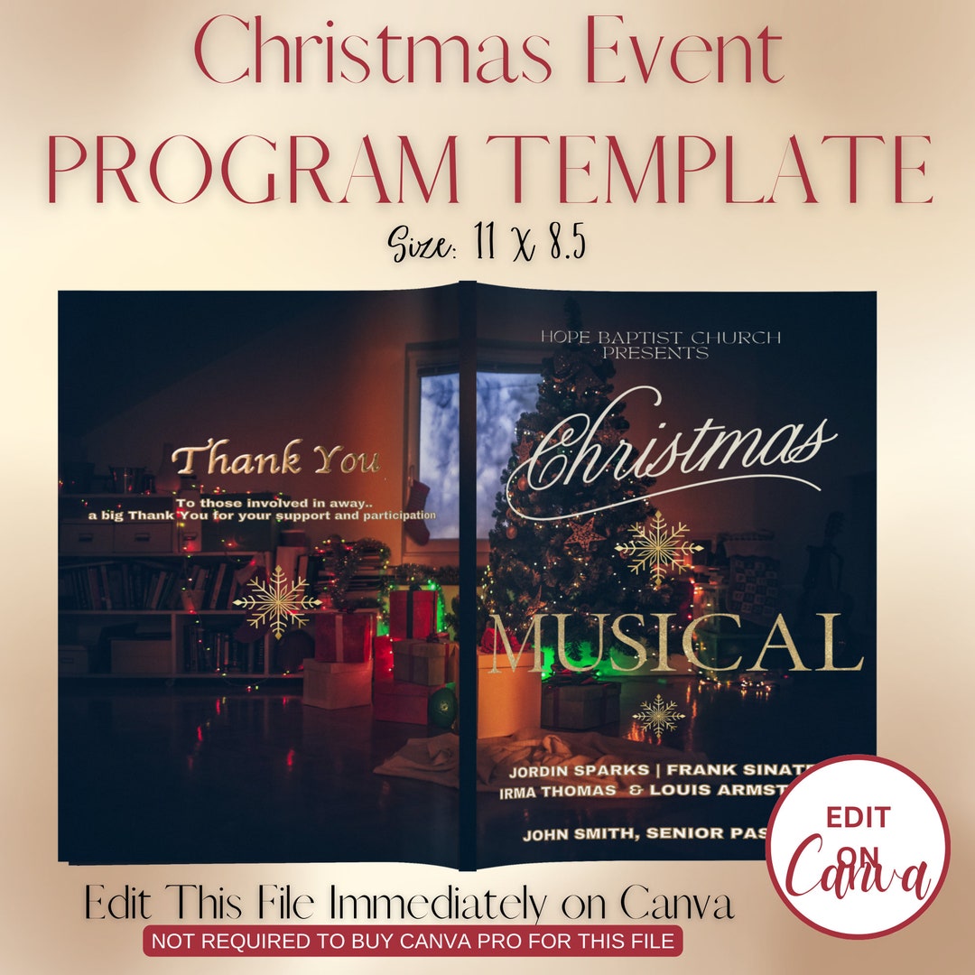 Christmas Musical Event Program Template | Christmas Play | Edit on ...