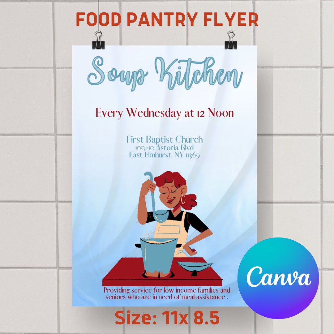 Soup Kitchen Flyer Template | CANVA PRO | Fundraiser | Charity | Church ...
