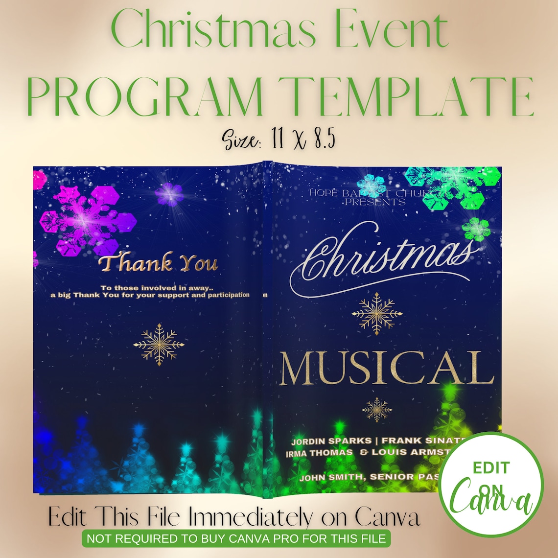 Christmas Musical Event Program Template | Christmas Play | Edit on ...
