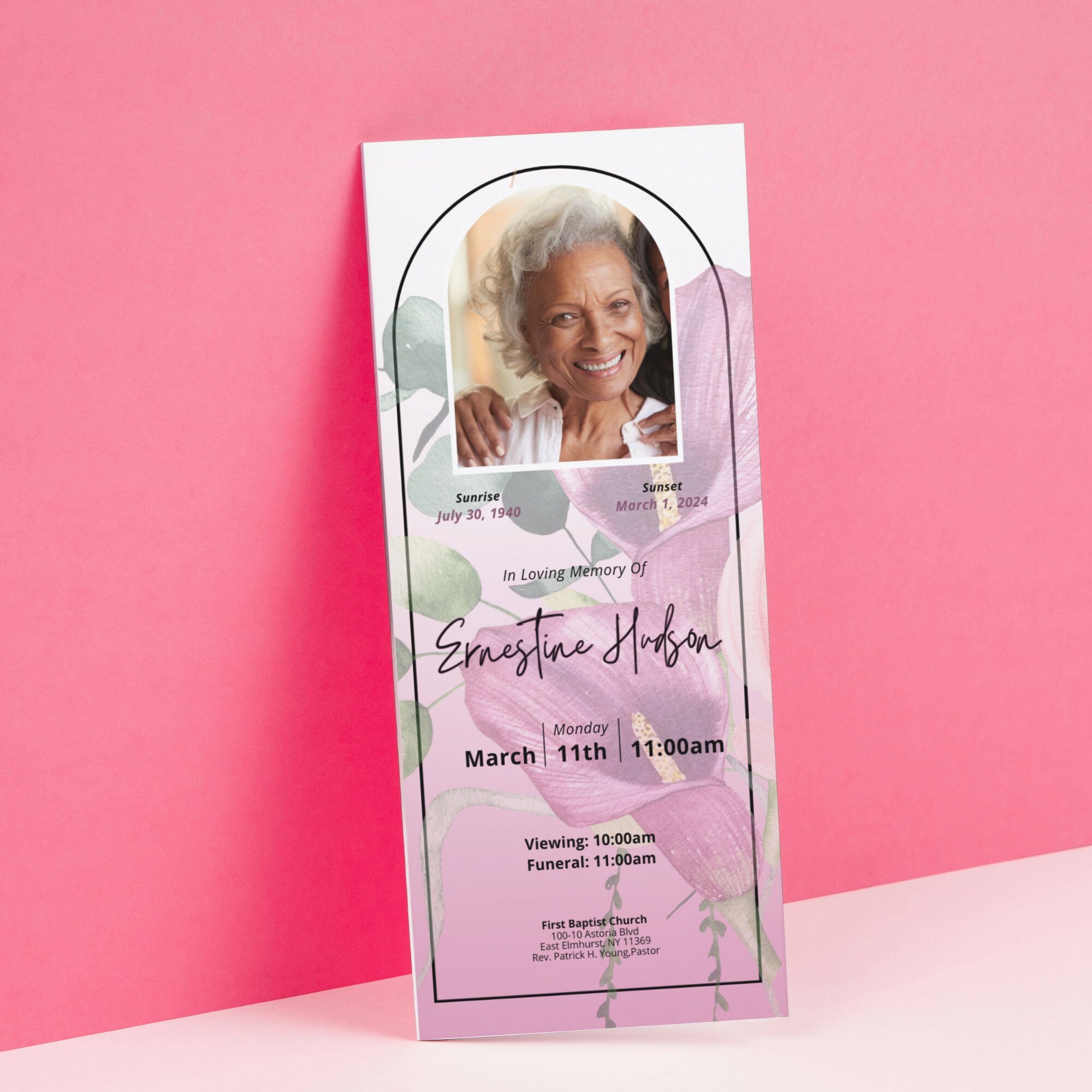 Pink Flower Funeral Brochure Program | Print & Edit | « Canva Template ...