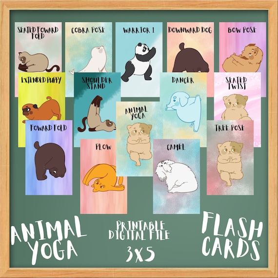 Animal Yoga Kids Flash Cards Printable Digital File - Etsy