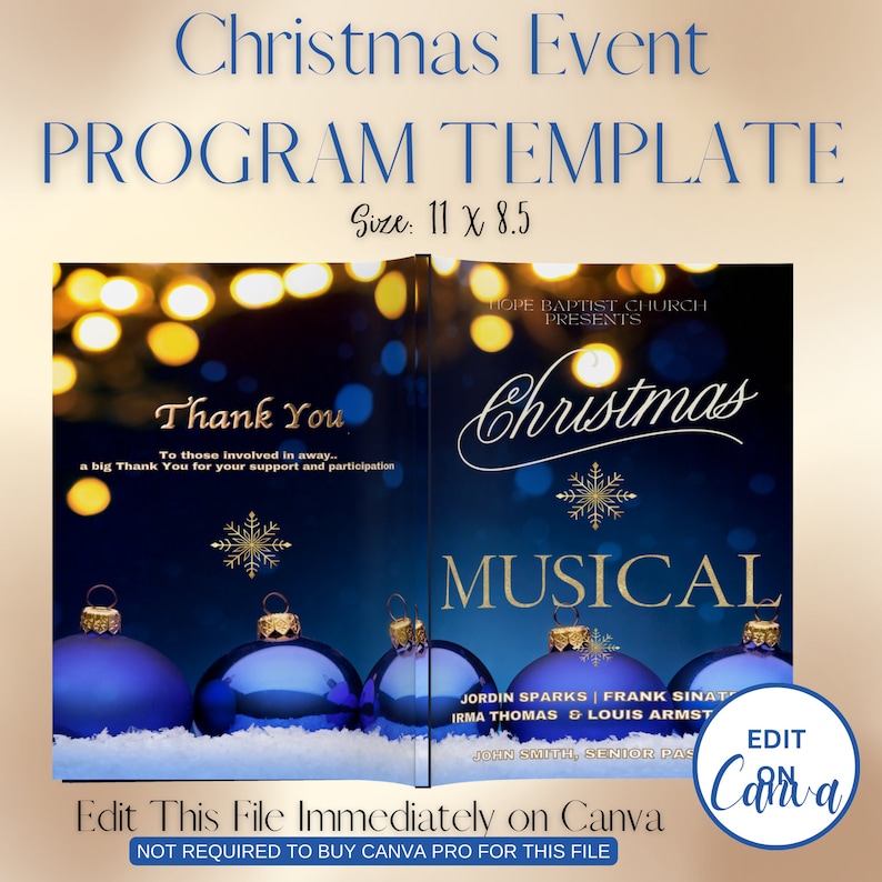 Christmas Musical Event Program Template | Christmas Play | Edit on ...