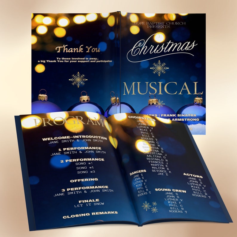 Christmas Musical Event Program Template | Christmas Play | Edit on ...