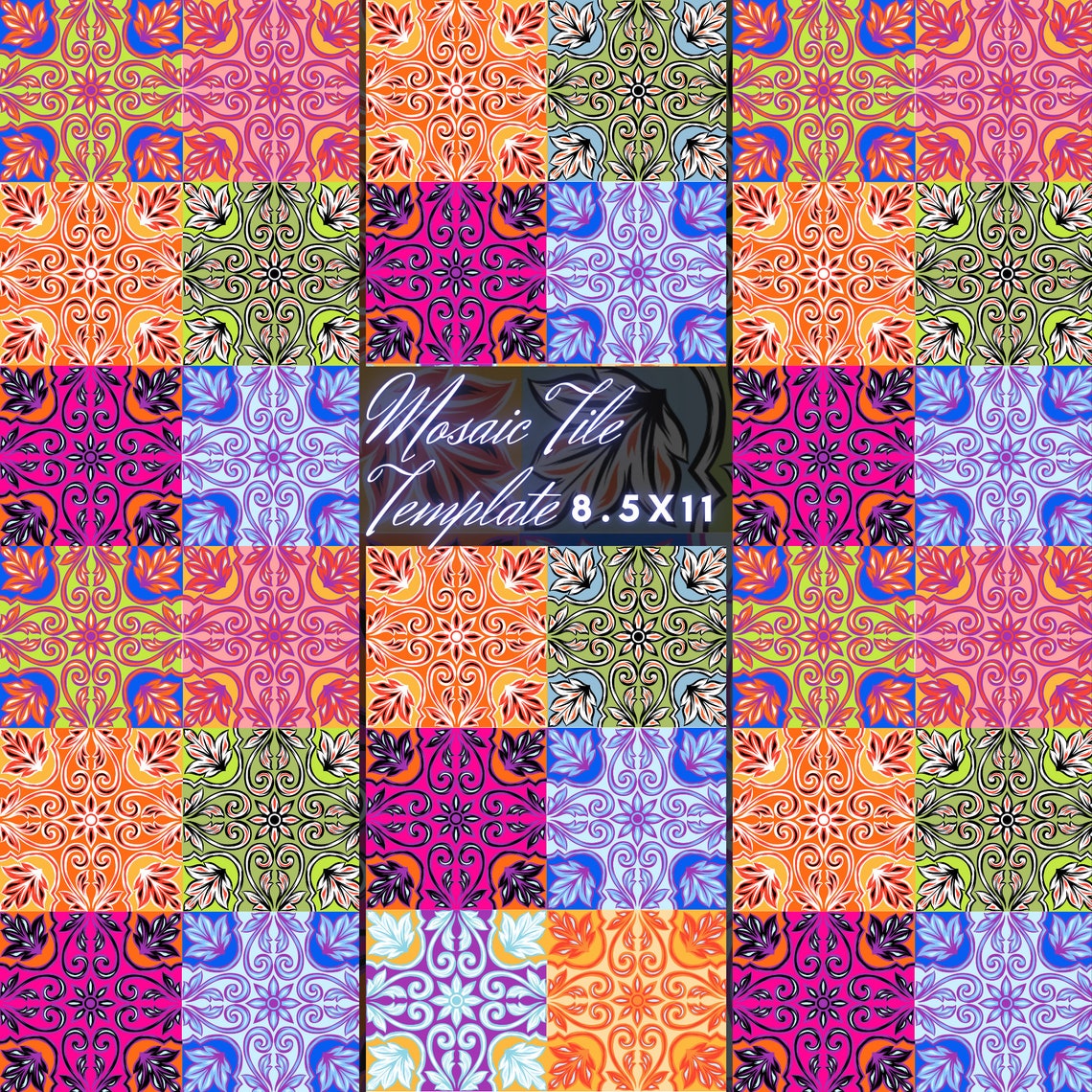 Printable Mosaic Moroccan Tiles Template | DIY Color Change in CANVA ...