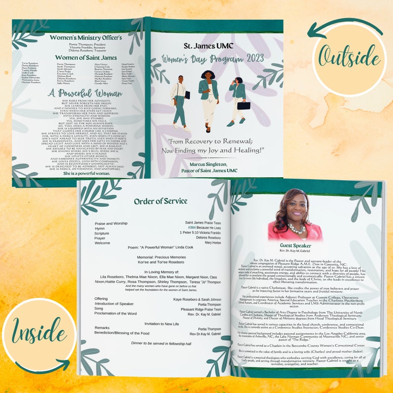 Women Anniversary Program Template ( 4 Page) (green & White) | 8.5 X 11 ...