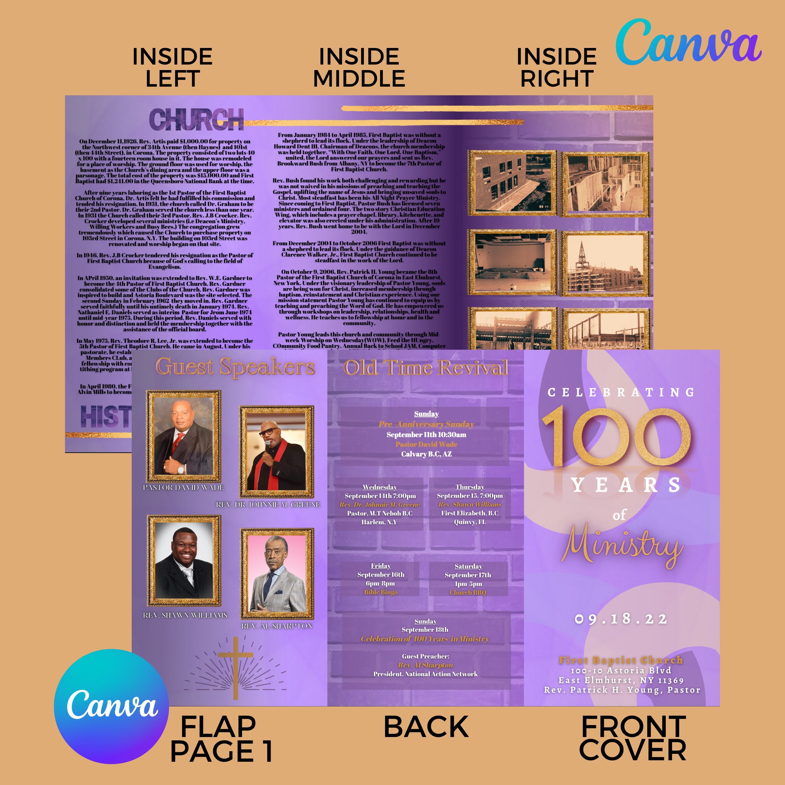 Church Anniversary Program Bulletin Template | 14 X 8.5 Brochure ...