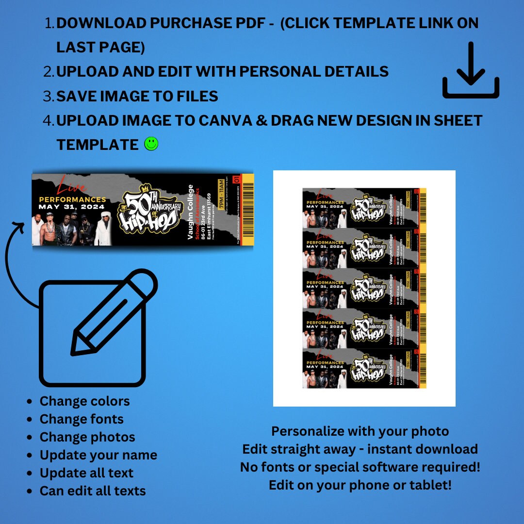 Concert - Hip Hop \ Show Ticket | Event Digital Template | Editable ...