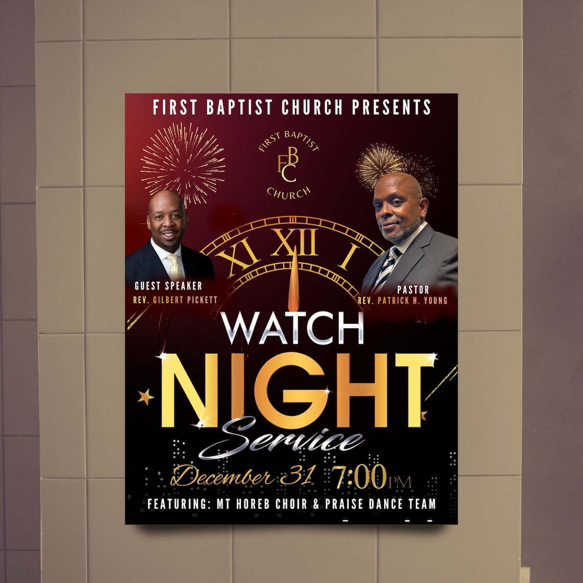New Years Eve Watch Night Church Service Flyer (8x11) & Instagram Post ...