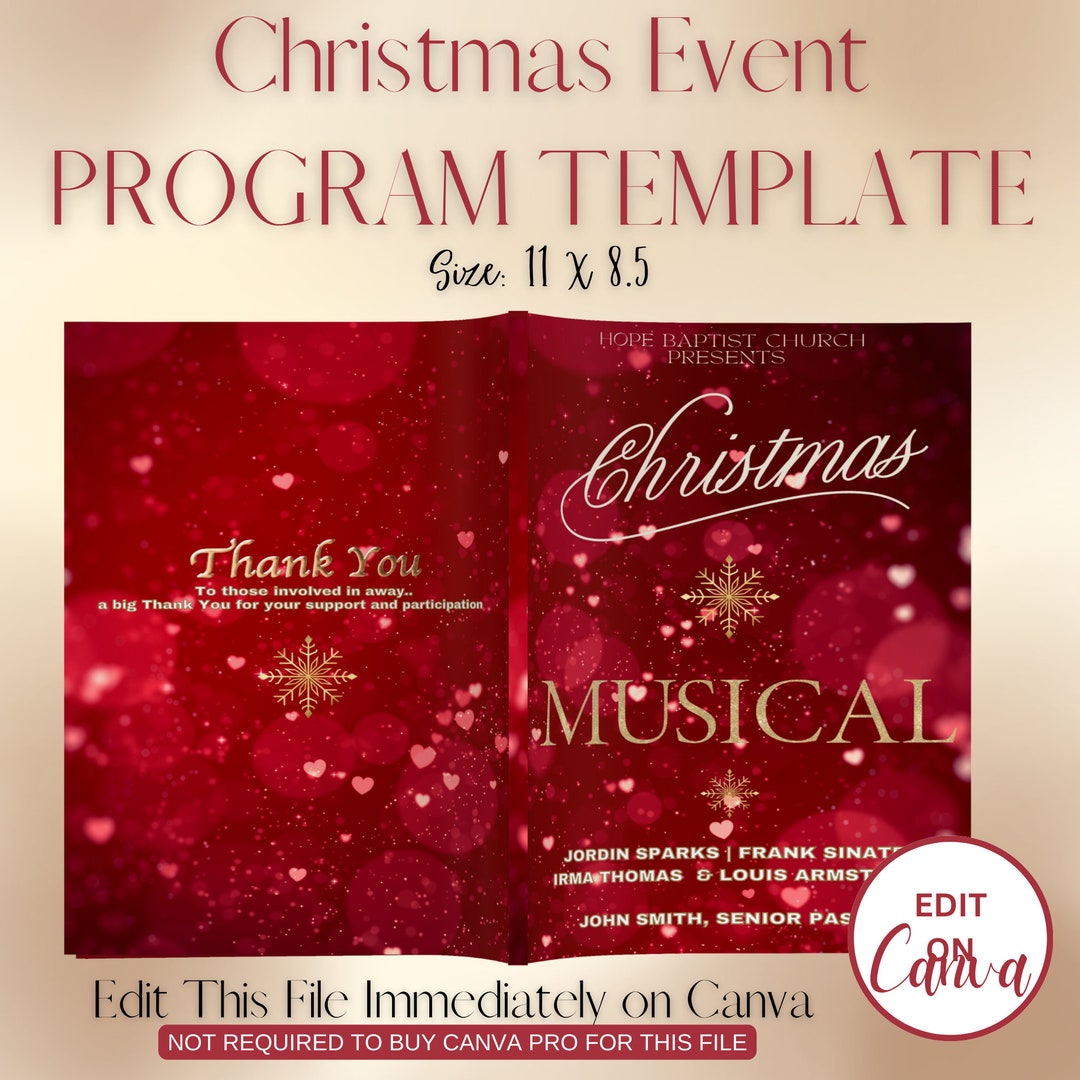 Christmas Musical Event Program Template | Christmas Play | Edit on ...