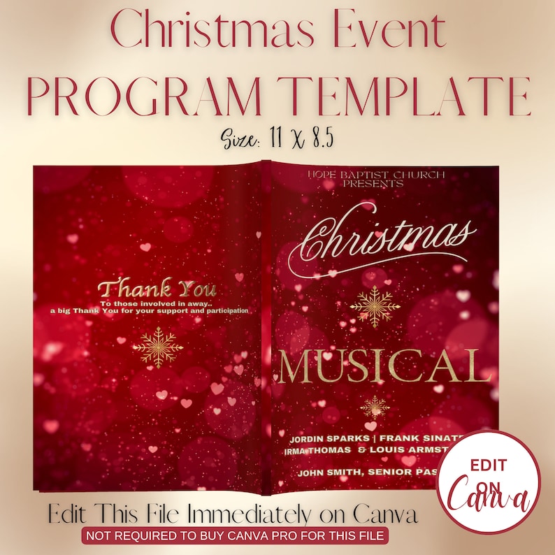 Christmas Musical Event Program Template | Christmas Play | Edit on ...