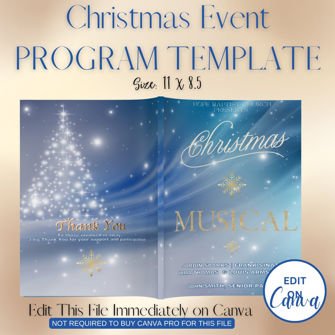 Christmas Musical Event Program Template | Christmas Play | Edit on ...