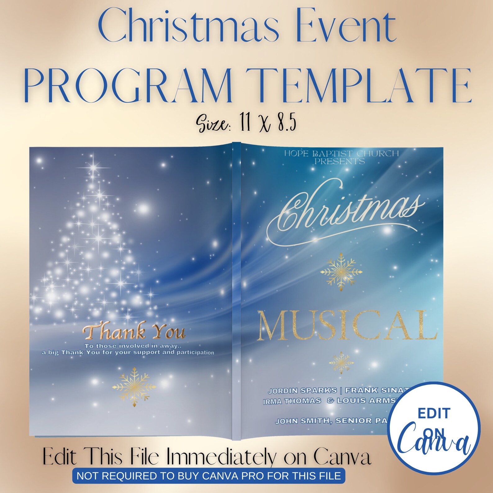 Christmas Musical Event Program Template | Christmas Play | Edit on ...