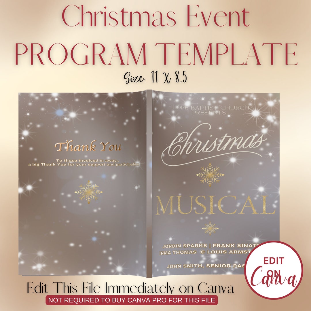 Christmas Musical Event Program Template | Christmas Play | Edit on ...