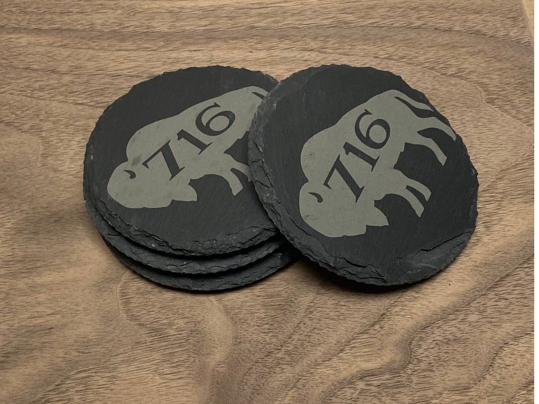 Buffalo Themed Slate Coasters - Rustic Home Decor - Gift - Housewarming ...