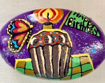 Painted Rock, Go Gnome/together, Painted Stone, Painted Pebble, Small ...