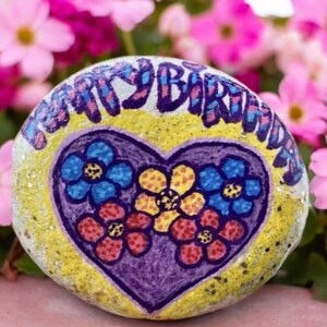 Happy Birthday Painted Stone,gift for Her,home Decor,unique Painted ...