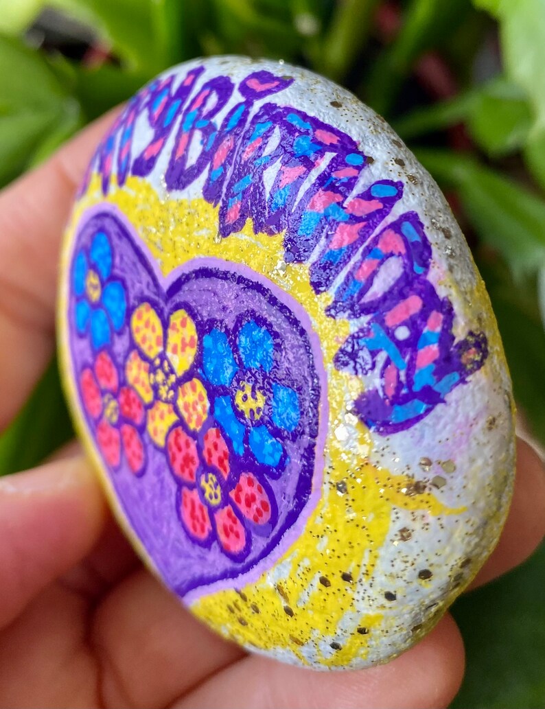 Happy Birthday Painted Stone,gift for Her,home Decor,unique Painted ...
