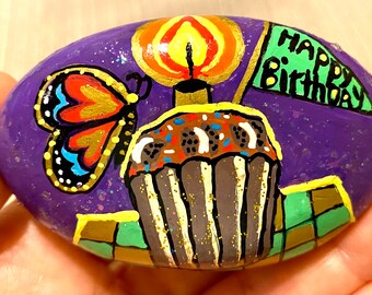 Happy Birthday Painted Rock - Etsy