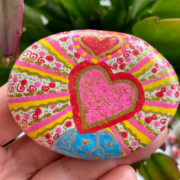 Painted Heart Rock - Etsy