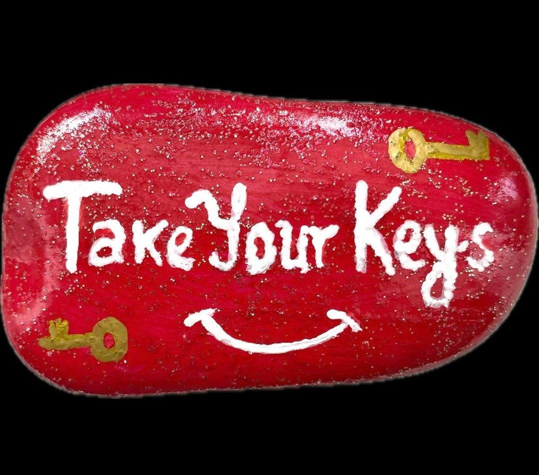 Take Your Keys Reminder Stone,painted Red Stone,home Decor,small Gift ...