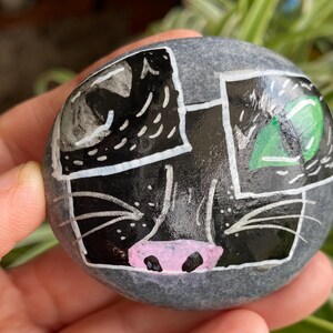 Humorous Hand-painted Cat Stone: Acrylic Rock Art - Etsy