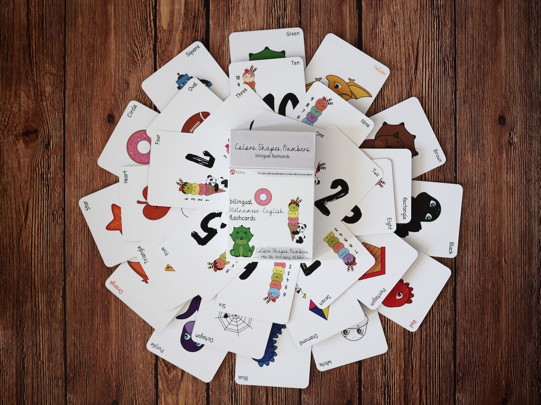 Bilingual (colors, Numbers, Shapes) Vietnamese English Cards ...
