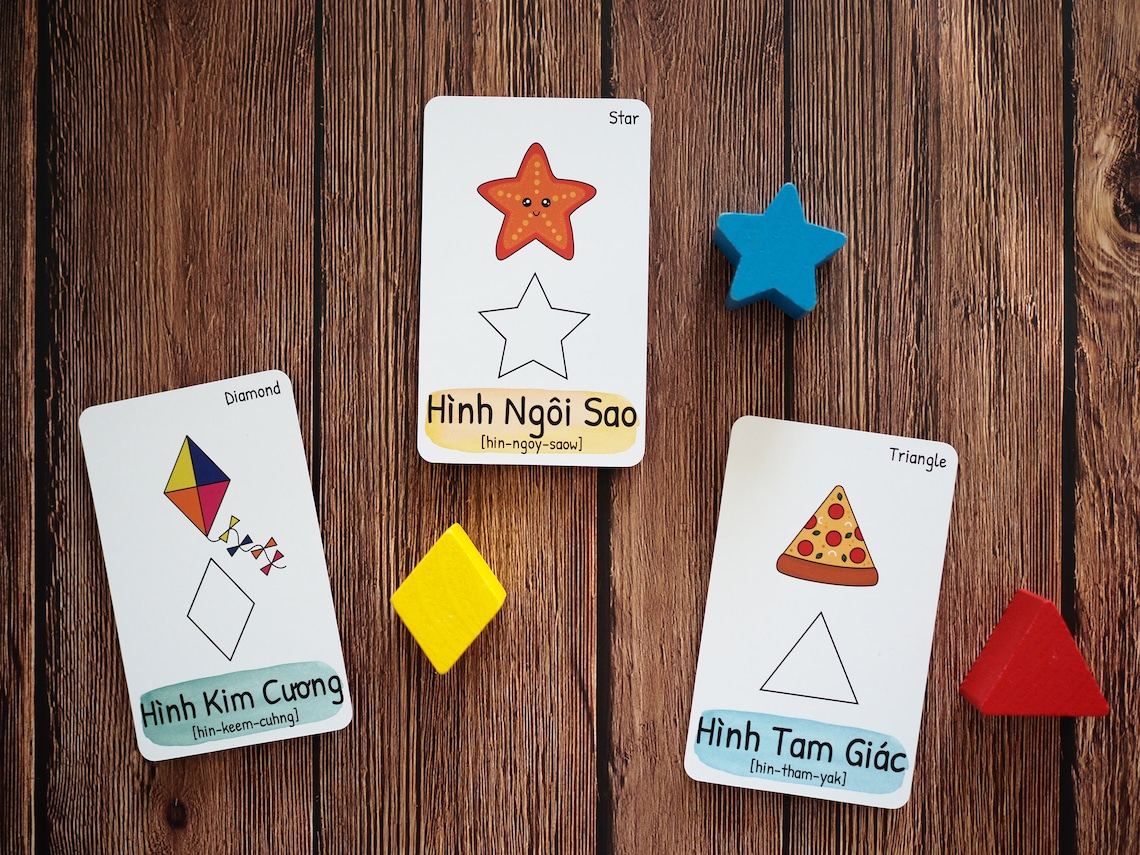 Bilingual (colors, Numbers, Shapes) Vietnamese English Cards ...