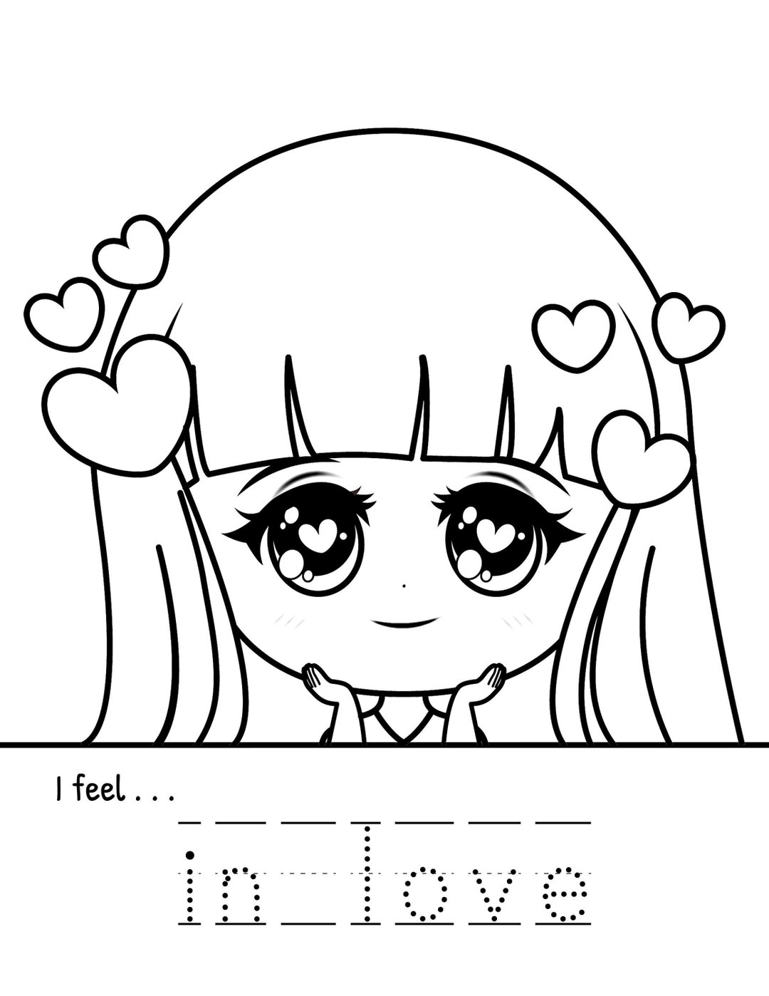 English - 30 Chibi "emotions/feelings" Coloring Pages | Traceable Words ...