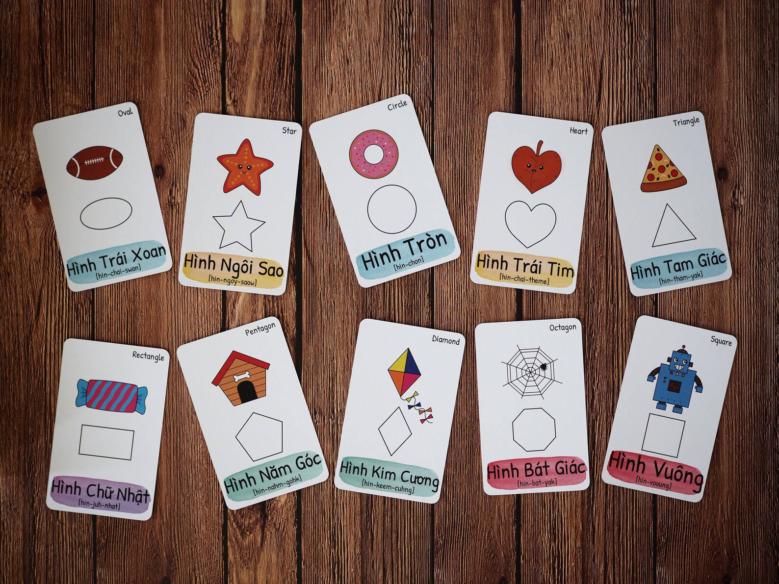 Bilingual (colors, Numbers, Shapes) Vietnamese English Cards ...