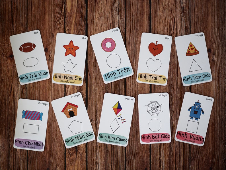 Bilingual (colors, Numbers, Shapes) Vietnamese English Cards ...