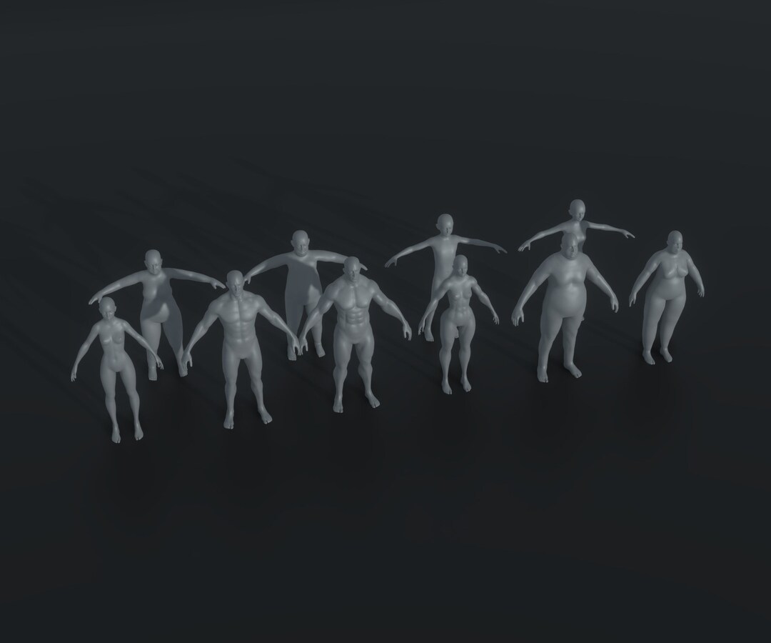 Human Body Base Mesh Animated and Rigged 20k Polygons 10 3D Models Pack ...
