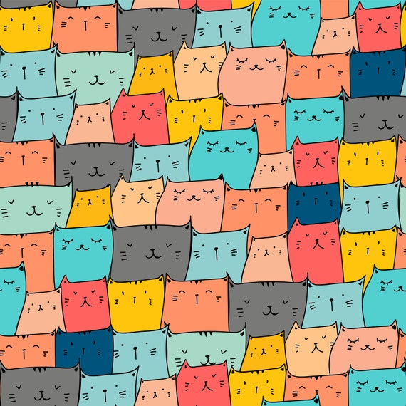 Cat Digital Paper 12 Cat Patterns Kitten Patterns Instant - Etsy