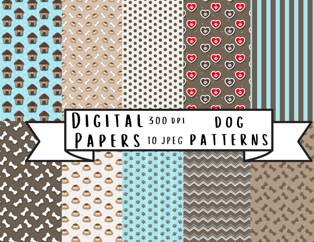 Dog Digital Paper Pack: Seamless Patterns for Scrapbooking (commercial ...