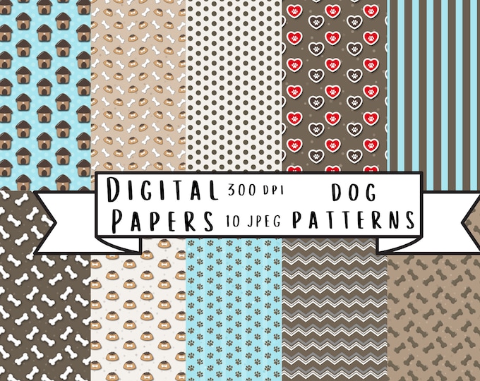 Live Love Bark Digital Paper Pack, Dogs Digital Craft Papers, Digital ...